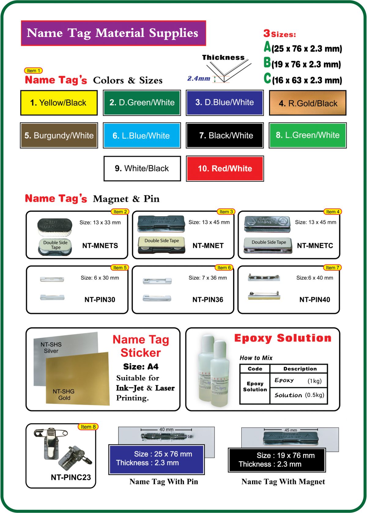 Name Tag Materials – CF Card Machine Trading Sdn Bhd